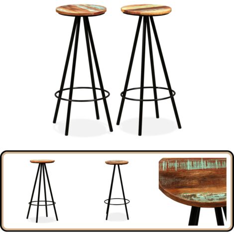 Barhocker 2 Stk. Massives Altholz - Industriel Style - Barhocker ...