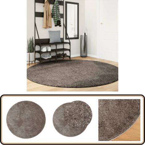 Teppich ISTAN Hochflor Glänzend Grau Ø 200 cm - Weicher Teppich ...