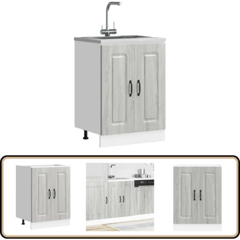 vidaXL Spülenunterschrank Kalmar Grau Sonoma 60x46x81,5 cm
