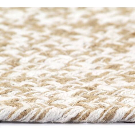 Teppich Handgefertigt Jute Weiß und Natur 150 cm - Naturfaser Teppich ...