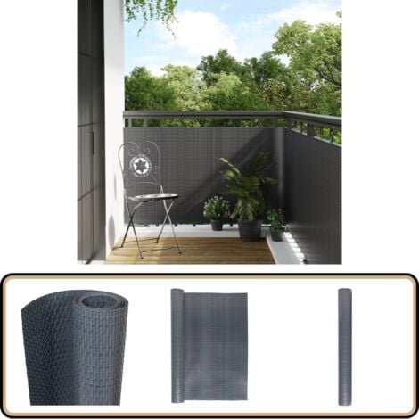 Balkon-Sichtschutz Anthrazit 400x100 cm Poly Rattan - Balken ...