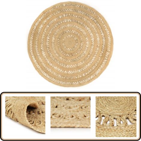 Teppich Handgefertigt Geflochten Jute 210 cm - Naturfaser Teppich ...