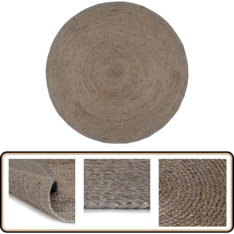 Teppich Handgefertigt Jute Rund 240 cm Grau - Naturfaser Teppich - Jute ...