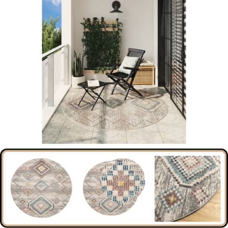 Teppich ARBIZU Indoor und Outdoor Vintage-Design Ø 200 cm - Runder ...