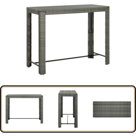 Garten-Bartisch Grau 140,5x60,5x110,5 cm Poly Rattan - Gartentisch ...