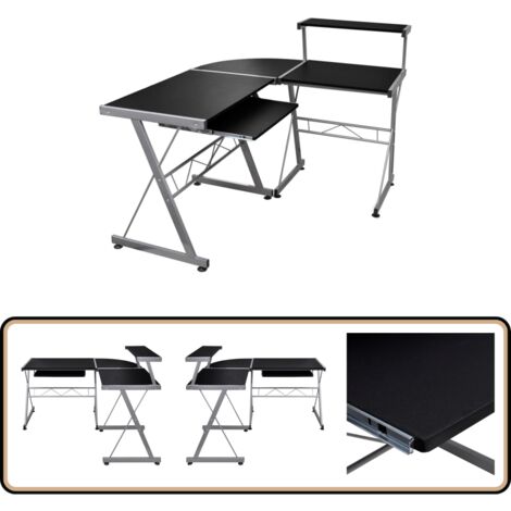 Eck-Computertisch Schwarz 132x112x99 cm Holzwerkstoff - Eckschreibtisch ...