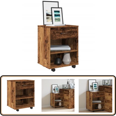 vidaXL Rollcontainer Altholz-Optik 46x36x59 cm Holzwerkstoff