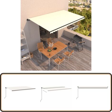 Markise Manuell Einziehbar 500x300 cm Creme - Versenkbare Markise ...