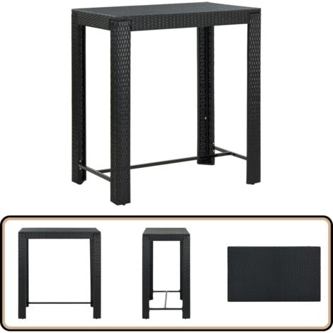Garten-Bartisch Schwarz 100x60,5x110,5 cm Poly Rattan - Gartentisch ...