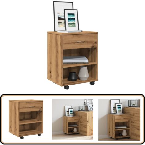 vidaXL Rollcontainer Artisan-Eiche 46x36x59 cm Holzwerkstoff