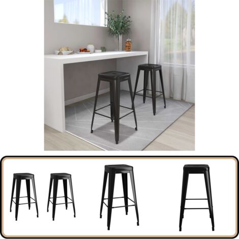 Barhocker Stapelbar 2 Stk. Schwarz Metall - Industrieller Barhocker ...