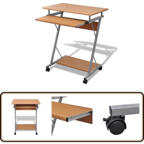 Computertisch Computerwagen PC Tisch Bürotisch Laptop auf Rollen braun ...
