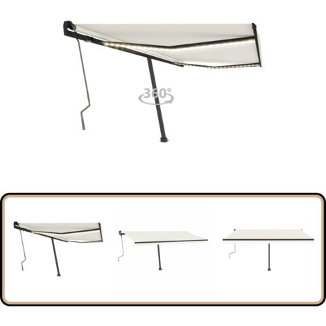 Markise Manuell Einziehbar mit LED 400x350 cm Creme - Outdoor-Markise ...