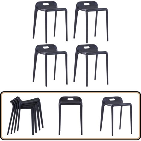 Stapelbare Hocker 4 Stk. Schwarz Kunststoff - Barhocker ...