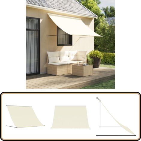 Markise Einziehbar Creme 250x150 cm Stoff und Stahl - Einziehbare ...