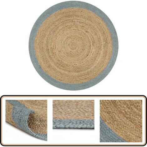 Teppich Handgefertigt Jute mit Olivgrünem Rand 150 cm - Naturfaser ...