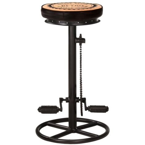 Barhocker mit Canvas-Druck 2 Stk. Schwarz und Braun Echtleder ...