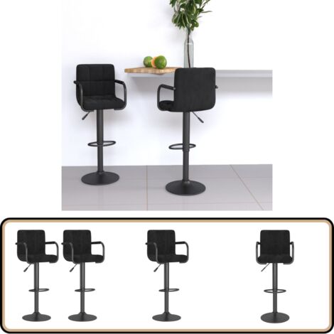 Barhocker 2 Stk. Schwarz Samt - Barhocker - Samtsitz - Schwarzer ...