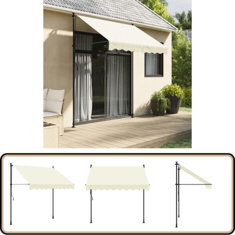 Markise Einziehbar Creme 200x150 cm Stoff und Stahl - Einziehbare ...