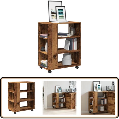 vidaXL Rollcontainer Altholz-Optik 60x35x75 cm Holzwerkstoff