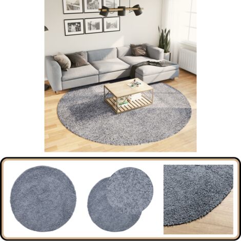 Teppich Shaggy Hochflor Modern Blau Ø 240 cm - Shaggy Teppich ...