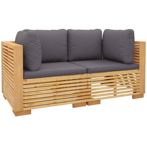 Garten-Ecksofas mit Kissen 2 Stk. Massivholz Teak - Gartensessel ...