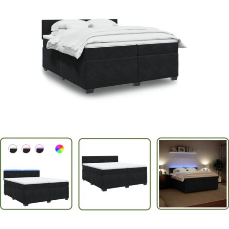 The Living Store Boxspringbett mit Matratze Schwarz 200x200 cm Samt ...