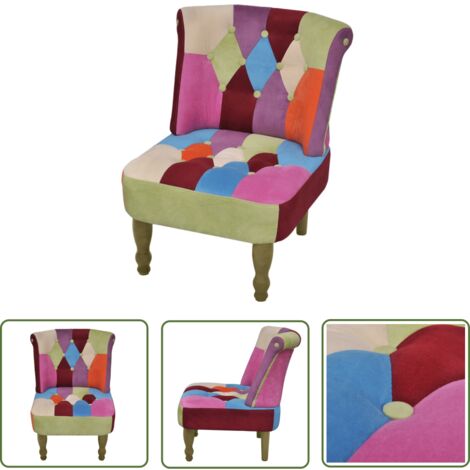 The Living Store Französischer Stuhl mit Patchwork-Design Stoff ...