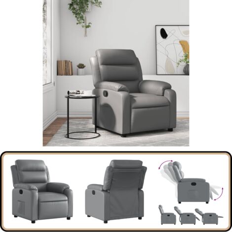 Relaxsessel Grau Kunstleder - Komfortabler Sessel - Relaxsessel ...