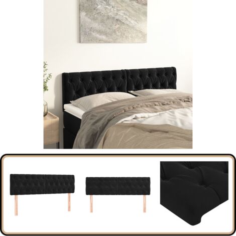Kopfteile 2 Stk. Schwarz 80x7x78/88 cm Samt - Bettkopfteile - Samtbett ...