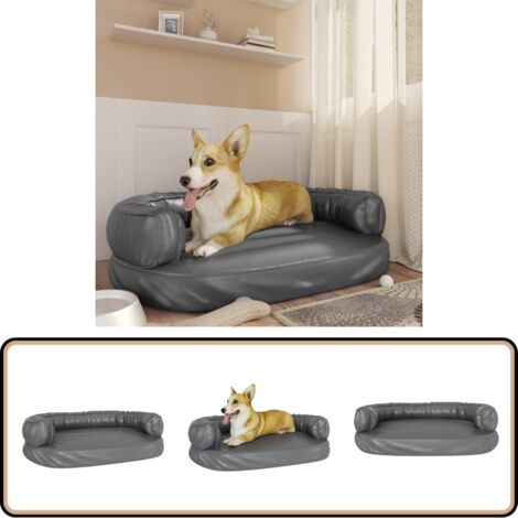 Hundebett Ergonomisch Schaumstoff Grau 88x65 cm Kunstleder - Hundebett - Hunde Bett ...