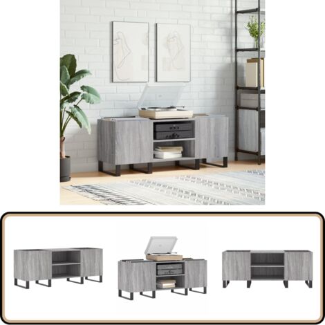 Plattenschrank Grau Sonoma 121x38x48 cm Holzwerkstoff - Plattenregal ...