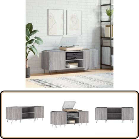 Plattenschrank Grau Sonoma 121x38x48 cm Holzwerkstoff - Plattenregal ...