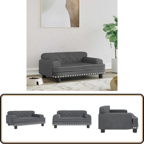 Hundebett Dunkelgrau 70x45x30 cm Samt - Hunde Bett - Hundebett - Samtbett - Haustierbett - Tierbett