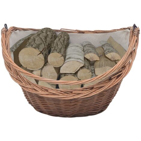 Holzkorb mit Tragegriff 60 x 44 x 55 cm Natur Weide - Brennholzkorb ...