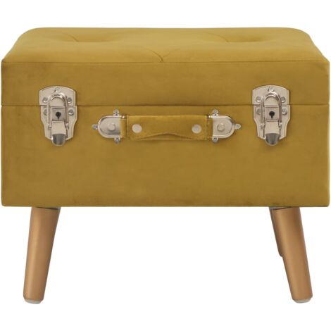 Hocker mit Stauraum 40 cm Senfgelb Samt - Samt Sessel - Beistelltisch ...