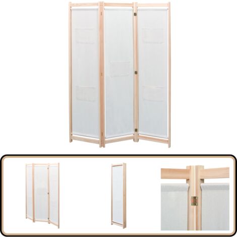 3-teiliger Raumteiler Creme 120 x 170 x 4 cm Stoff - Raumteiler ...