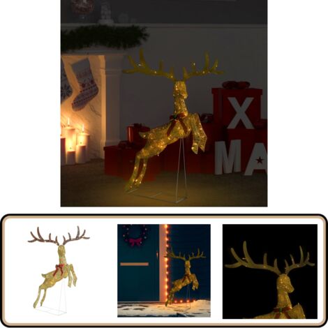 LED-Rentier Fliegend Weihnachtsdeko 120 LEDs Gold Warmweiß - LED ...