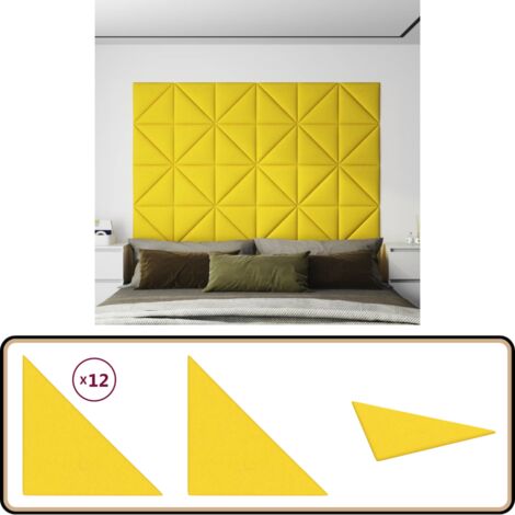 Wandpaneele 12 Stk. Hellgelb 30x30 cm Stoff 0,54 m² - Wanddeko ...