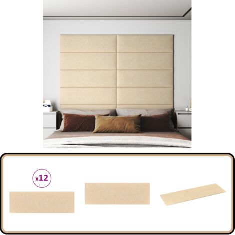 Wandpaneele 12 Stk. Creme 90x30 cm Stoff 3,24 m² - Wandpaneele ...