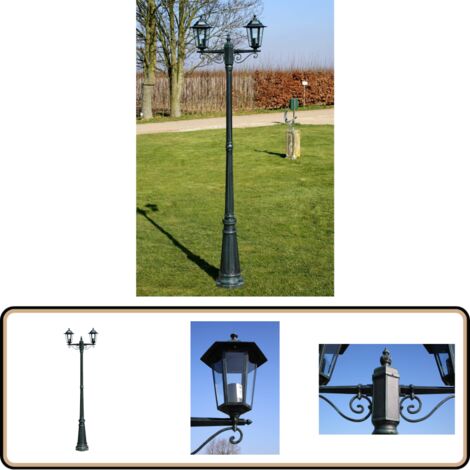 Gartenlaterne 2-flammig 215 cm Dunkelgrün/Schwarz Aluminium ...