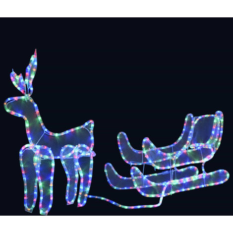 LED-Rentier mit Schlitten und Mesh 432 LEDs - Weihnachtsdeko - LED ...