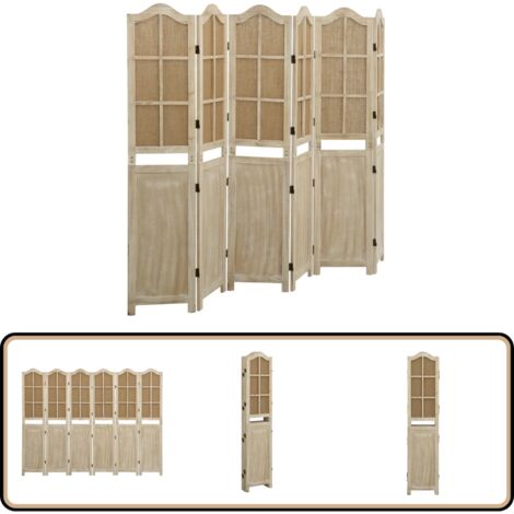 6-tlg. Raumteiler Braun 214x165 cm Stoff - Raumteiler - Paravent ...