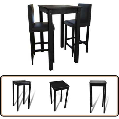 Barset Bartisch mit 2 Barhockern Schwarz - Essbereichssets - Barset ...