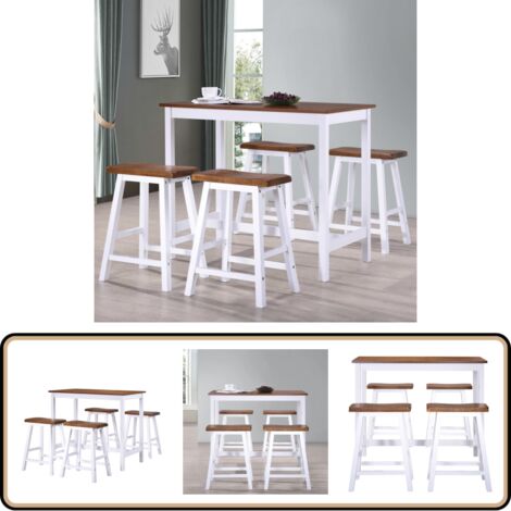 Bartisch- und Hocker-Set 5-tlg. Massivholz - Bartisch - Barhocker ...