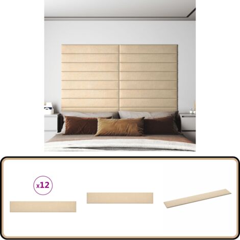 Wandpaneele 12 Stk. Creme 90x15 cm Stoff 1,62 m² - Wandpaneele ...