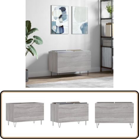 Plattenschrank Grau Sonoma 74,5x38x48 cm Holzwerkstoff - Plattenregal ...