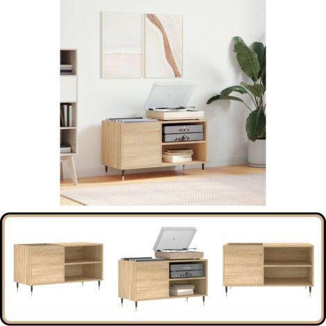 Plattenschrank Sonoma-Eiche 85x38x48 cm Holzwerkstoff - Plattenregal ...