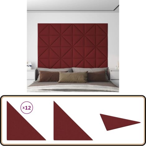 Wandpaneele 12 Stk. Weinrot 30x30 cm Stoff 0,54 m² - Wandpaneele ...