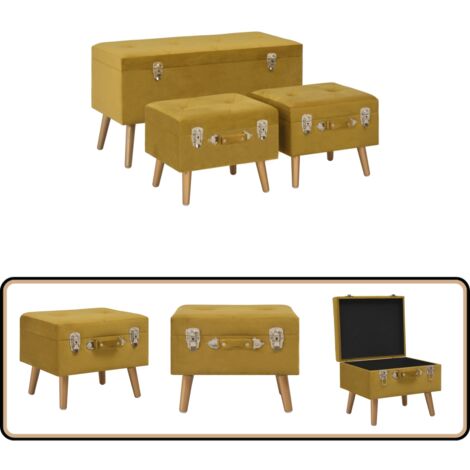 Hocker mit Stauraum 3 Stk. Senfgelb Samt - Samt Sessel - Wohnzimmer ...